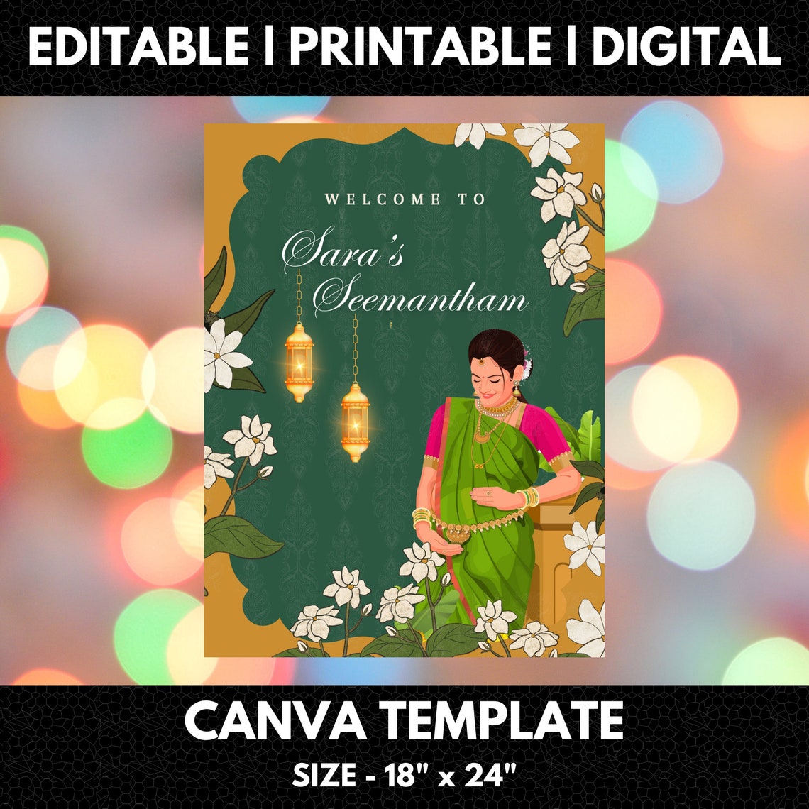 Editable Sreemantham Ceremony Sign Template, Seemantham Decor Printable ...