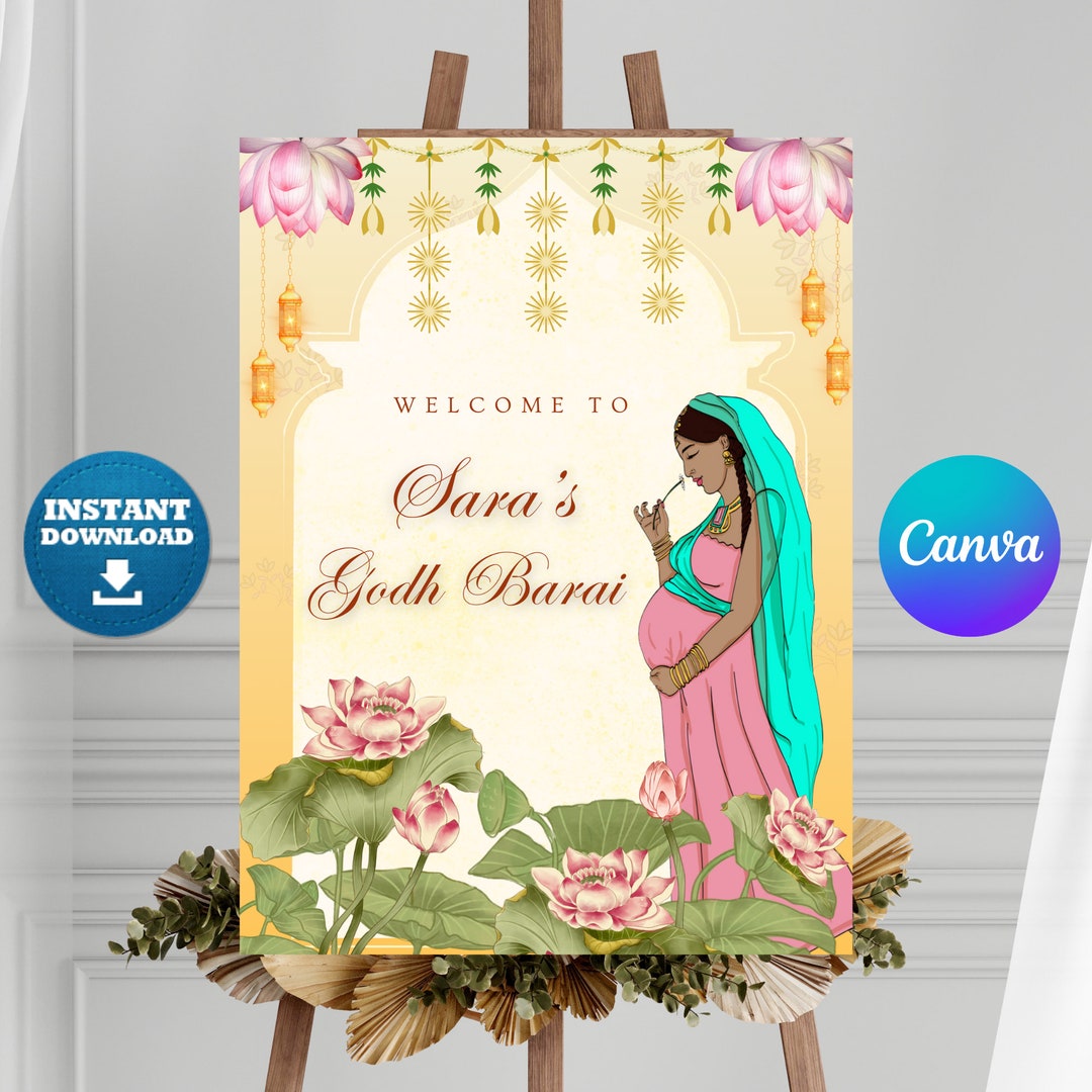 Editable Godh Bharai Welcome Sign Template Godh Bharai Sign - Etsy