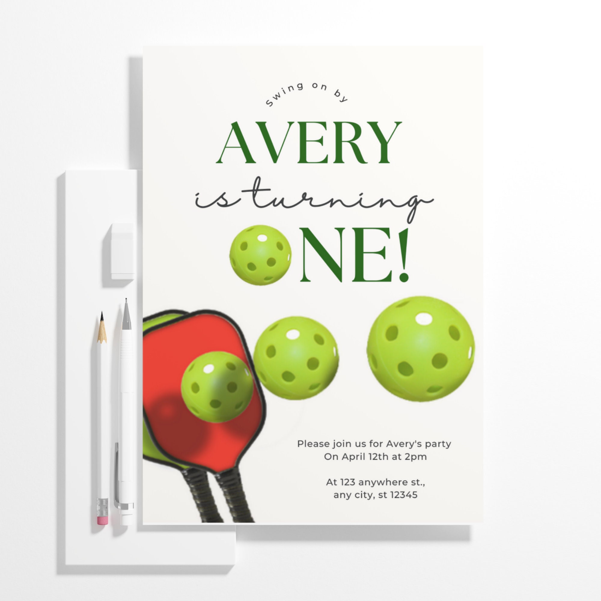 Editable Pickleball Invitation, Printable Pickleball Birthday ...