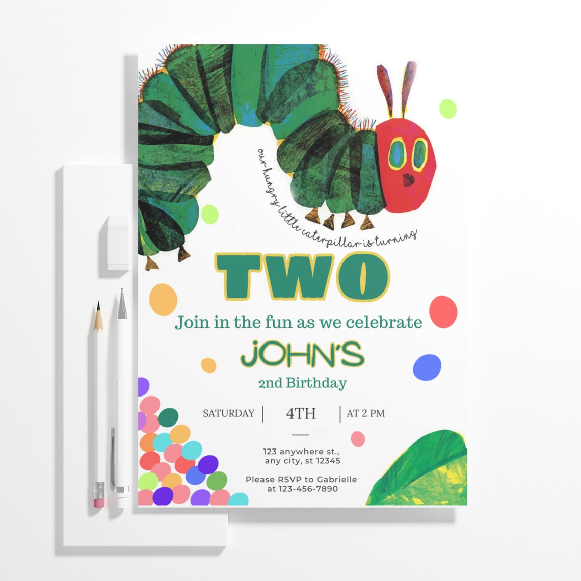 Editable Very Hungry Caterpillar Invitation, Digital the Very Hungry ...