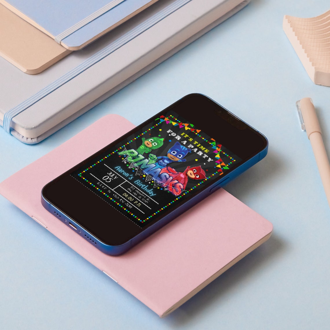 Editable PJ Masks Invitation, Digital PJM Birthday Invitation ...