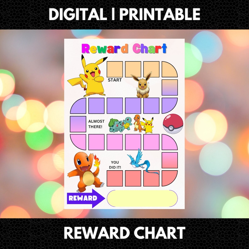 Pokemon Reward Chart, Printable Pokemon Behavior Chart, Digital Pikachu ...