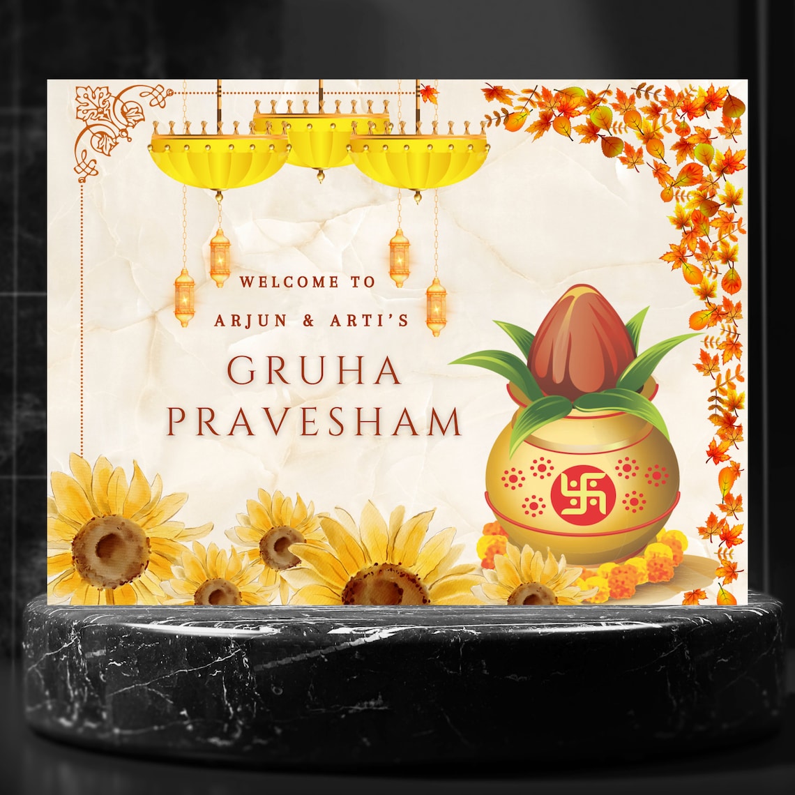 Editable Gruhapravesham Sign, Printable Indian Housewarming Welcome ...