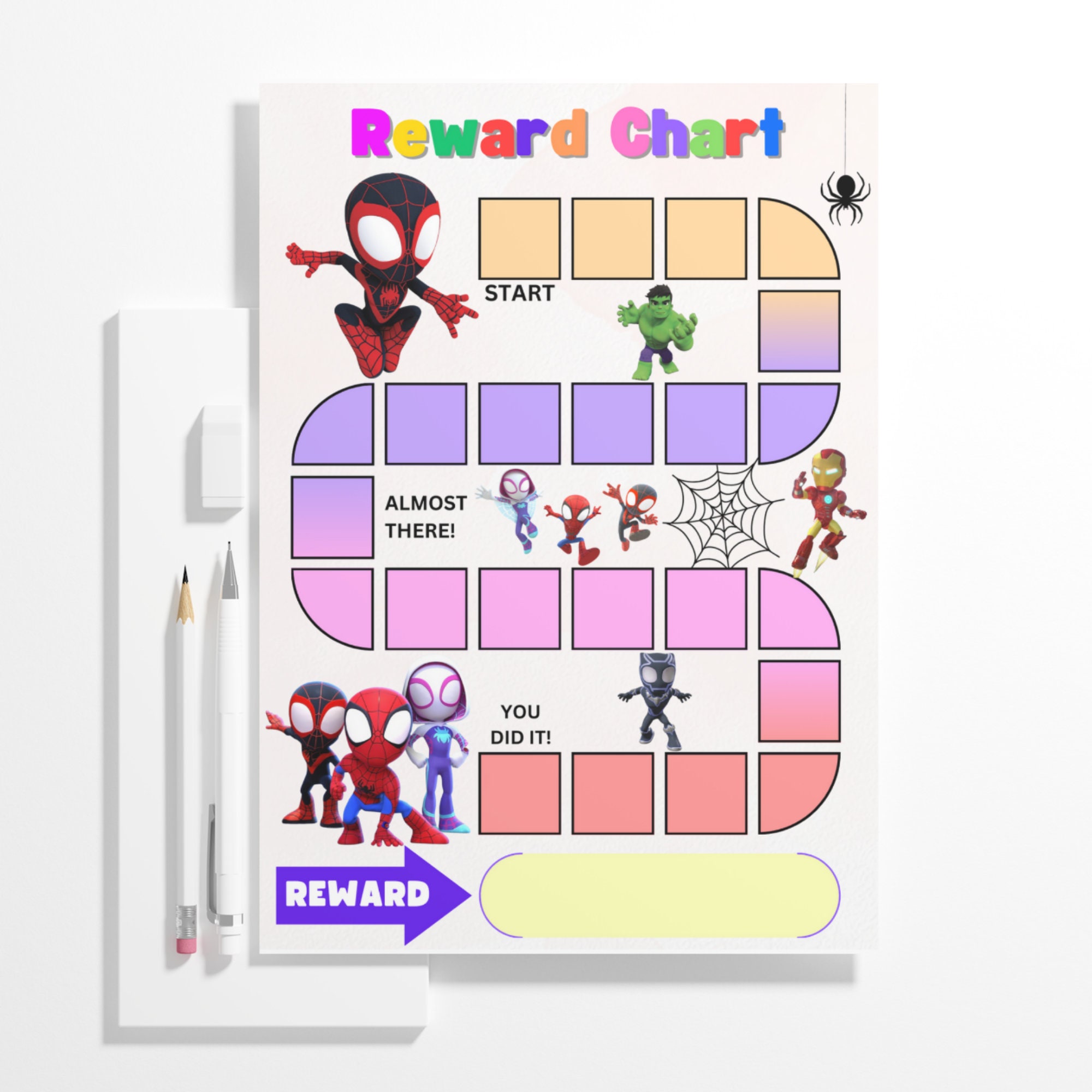 Spidey Reward Chart, Printable Spidey Behavior Chart, Digital Spidey ...