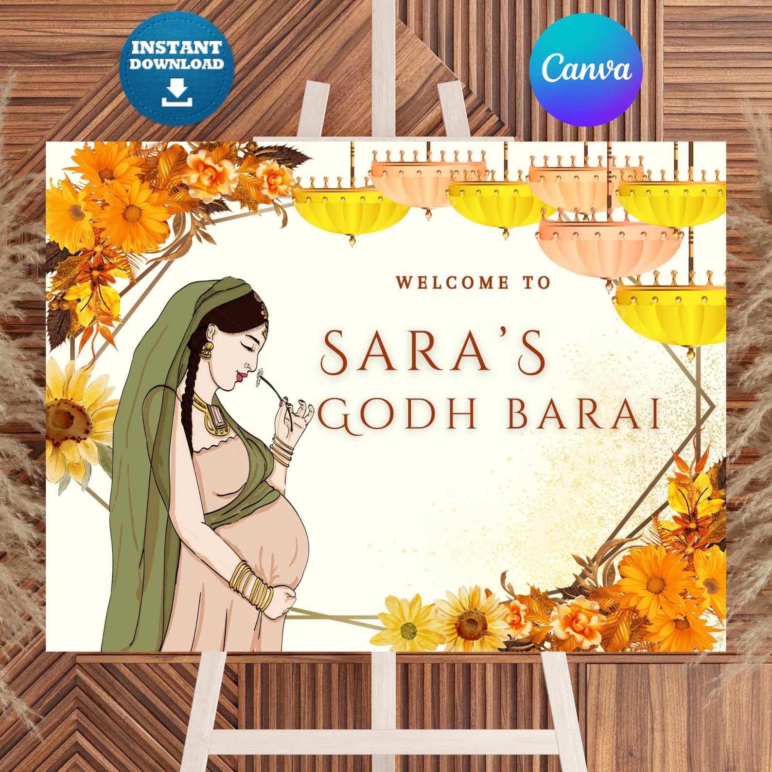 Editable Godh Bharai Welcome Sign Template, Godh Bharai Sign Printable ...