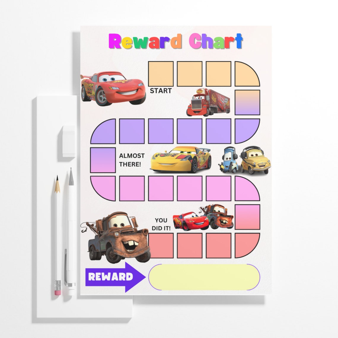 Cars Reward Chart, Printable Cars Behavior Chart, Digital Cars Reward ...