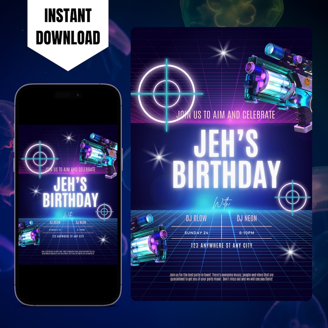 Editable Dart Gun Invitation Printable Dart Gun Birthday - Etsy