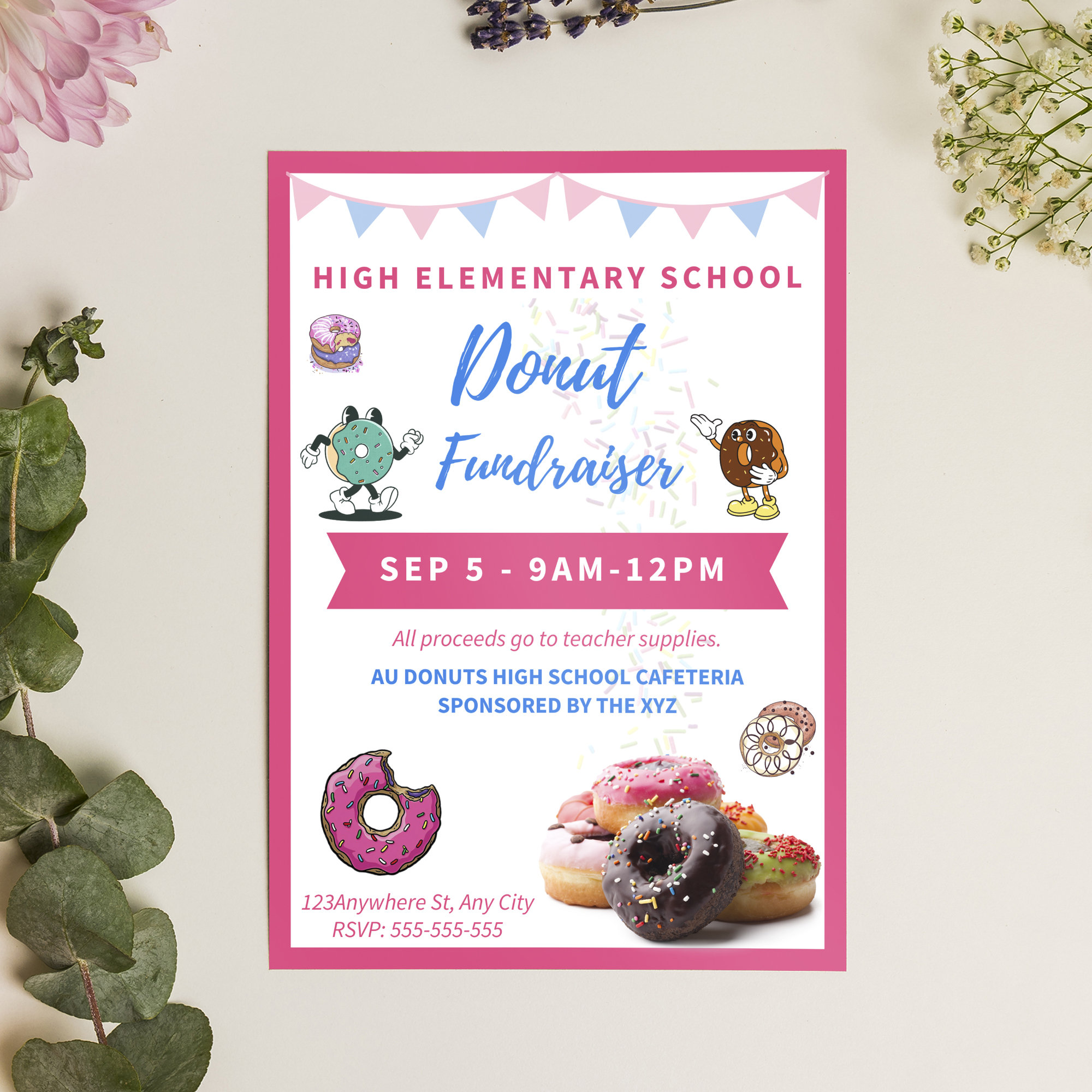 Editable Donut Fundraiser Flyer Template, Digital Donut Flyer ...
