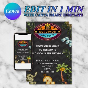 Editable Survivor Birthday Invitation, Printable Survivor Invitation ...