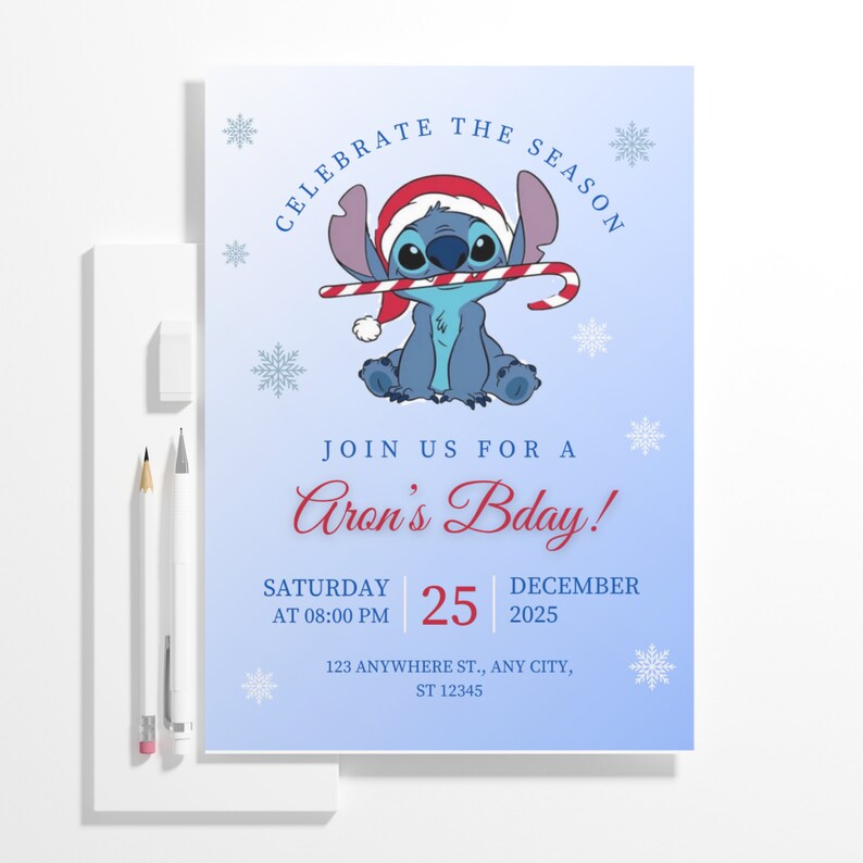 Editable Stitch Birthday Invitation Template, Printable Stitch Birthday ...