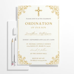 Editable Catholic Priest Ordination Invitation Template (digital ...