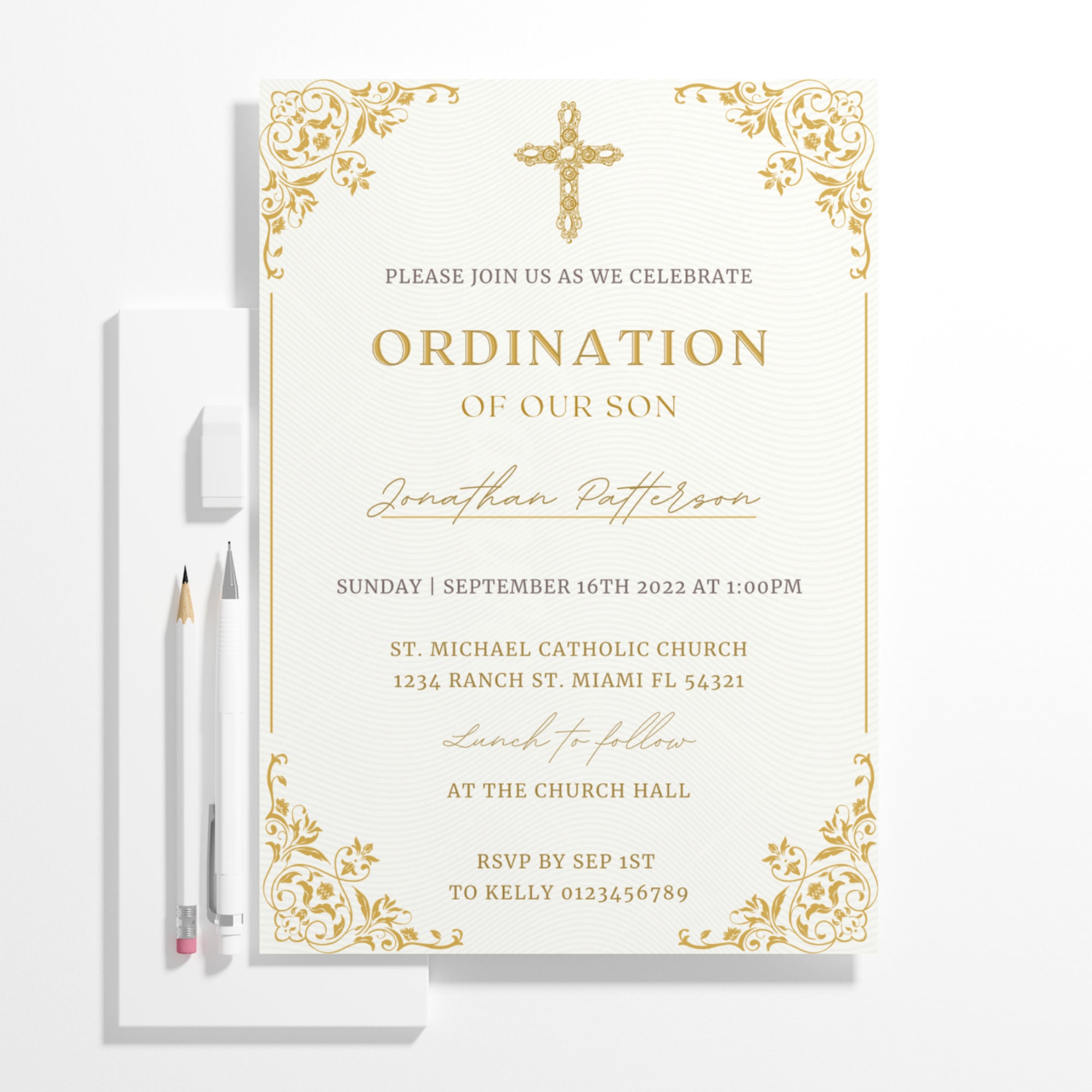 Editable Catholic Priest Ordination Invitation, Printable Ordination ...
