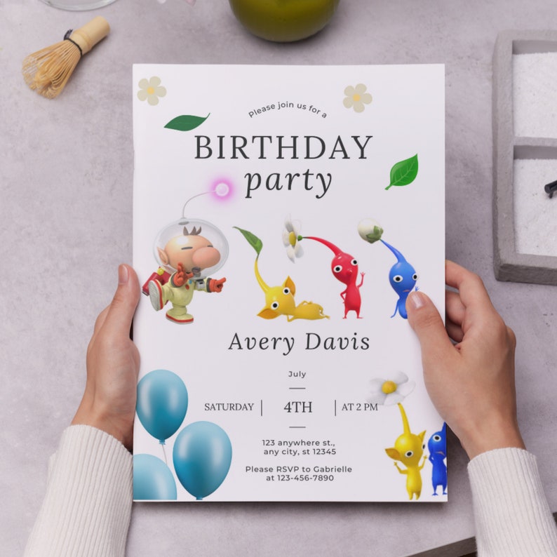 Editable Pikmin Birthday Invitation: Printable Party Invite - Etsy
