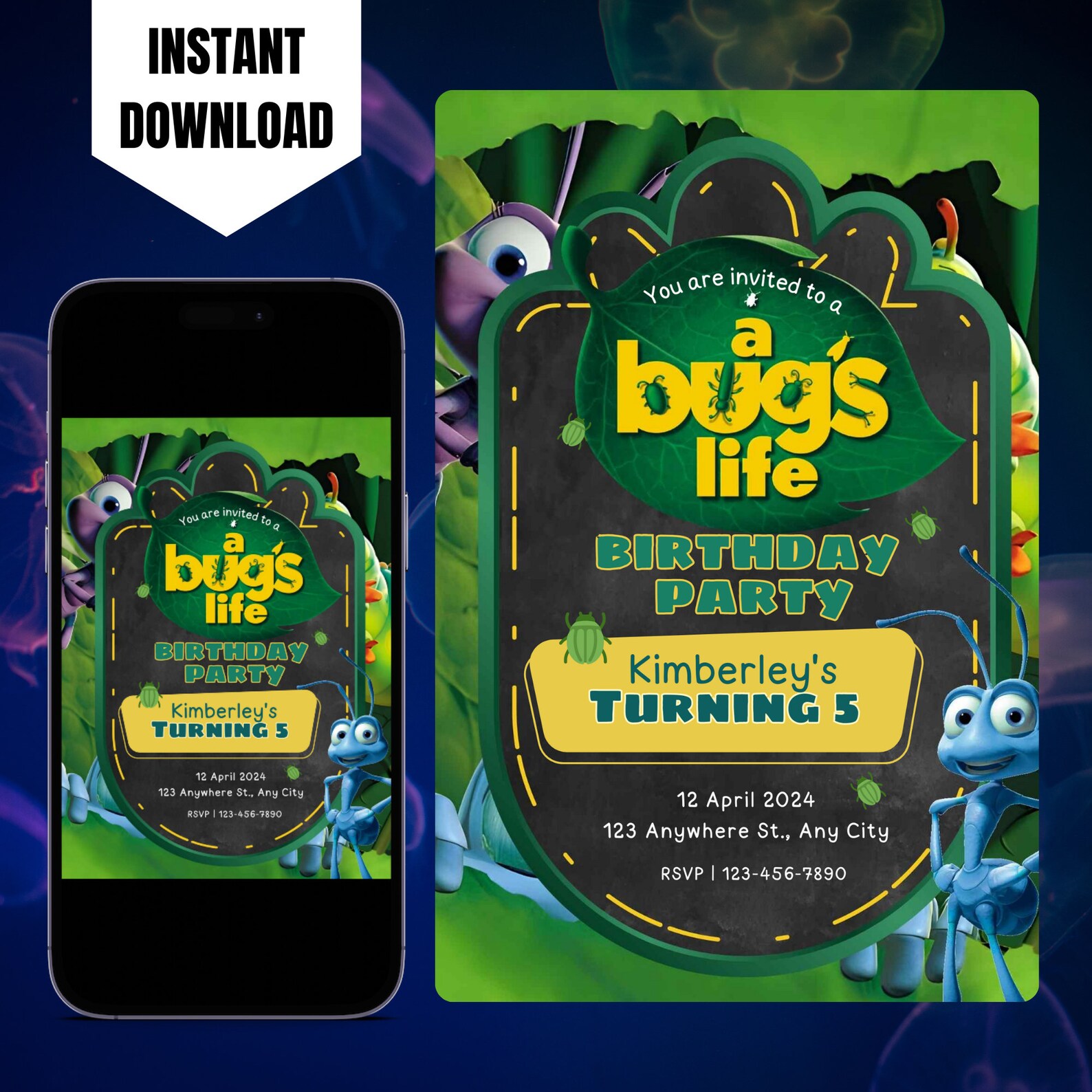 A Bug's Life Birthday Invitation: Editable Insect Party (digital) - Etsy
