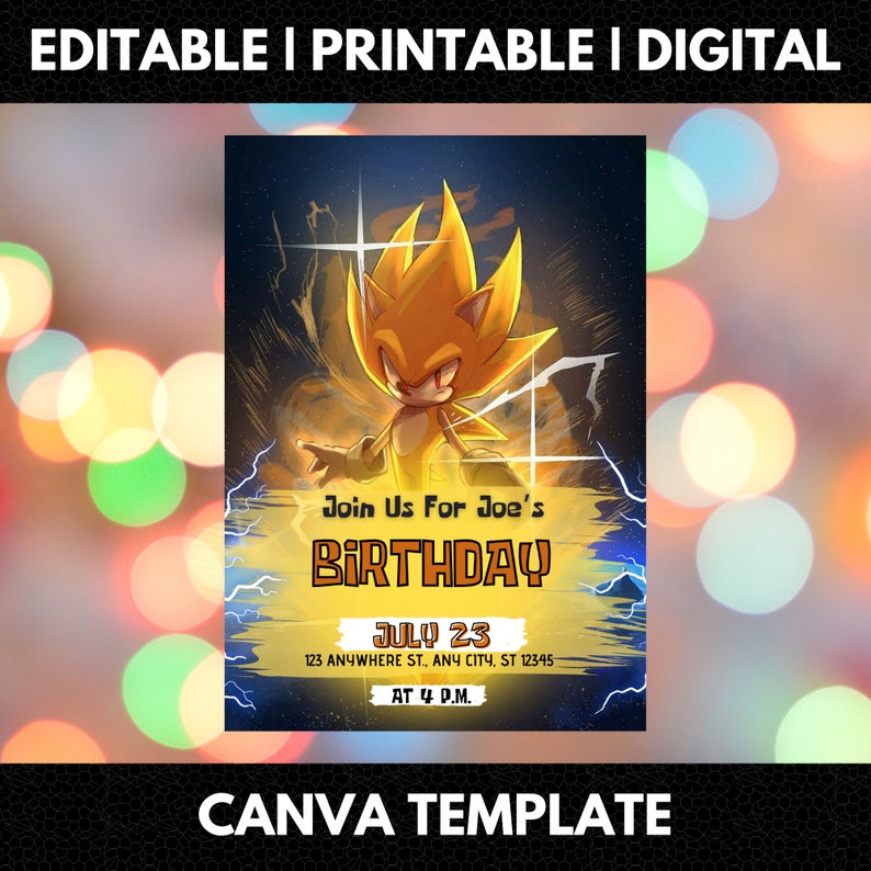 Editable Sonic Invitation, Printable Sonic Birthday Invitation Template ...