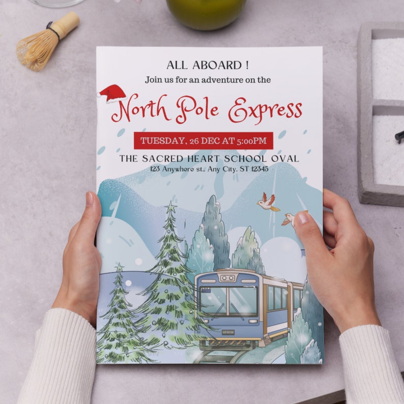 Editable North Pole Express Invitation, Printable North Pole Polar ...