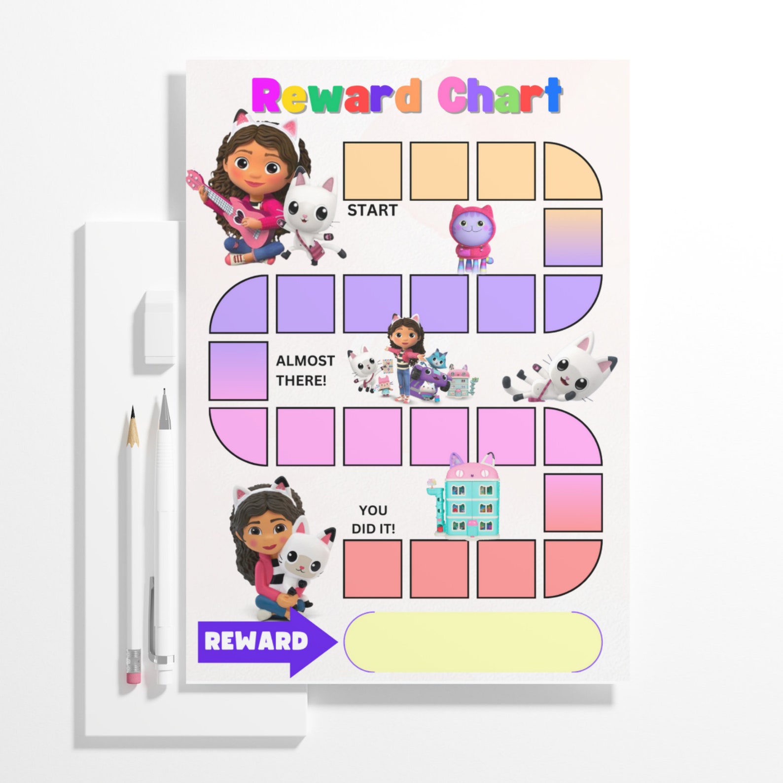 Gabby Dollhouse Reward Chart, Printable Gabby Behavior Chart, Digital ...