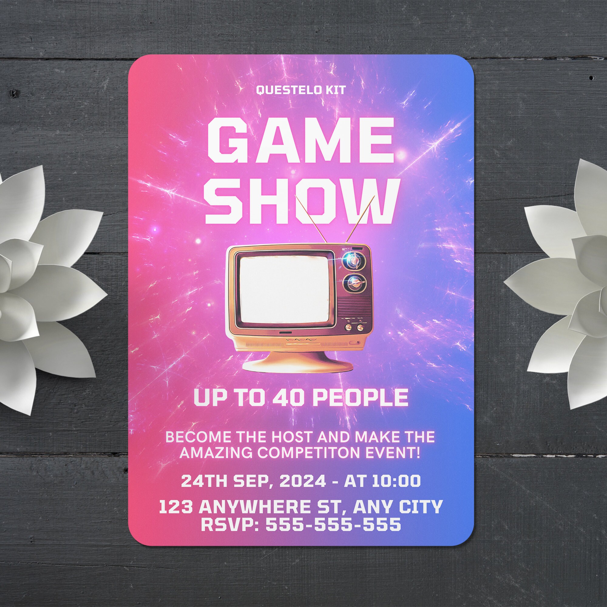 Editable Game Show Birthday Invitation, Digital Game Night Invitation ...