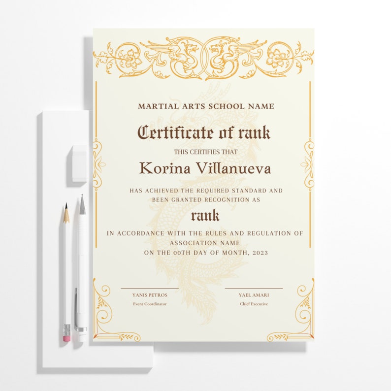 Editable Certificate of Rank Rank Certificate Digital - Etsy
