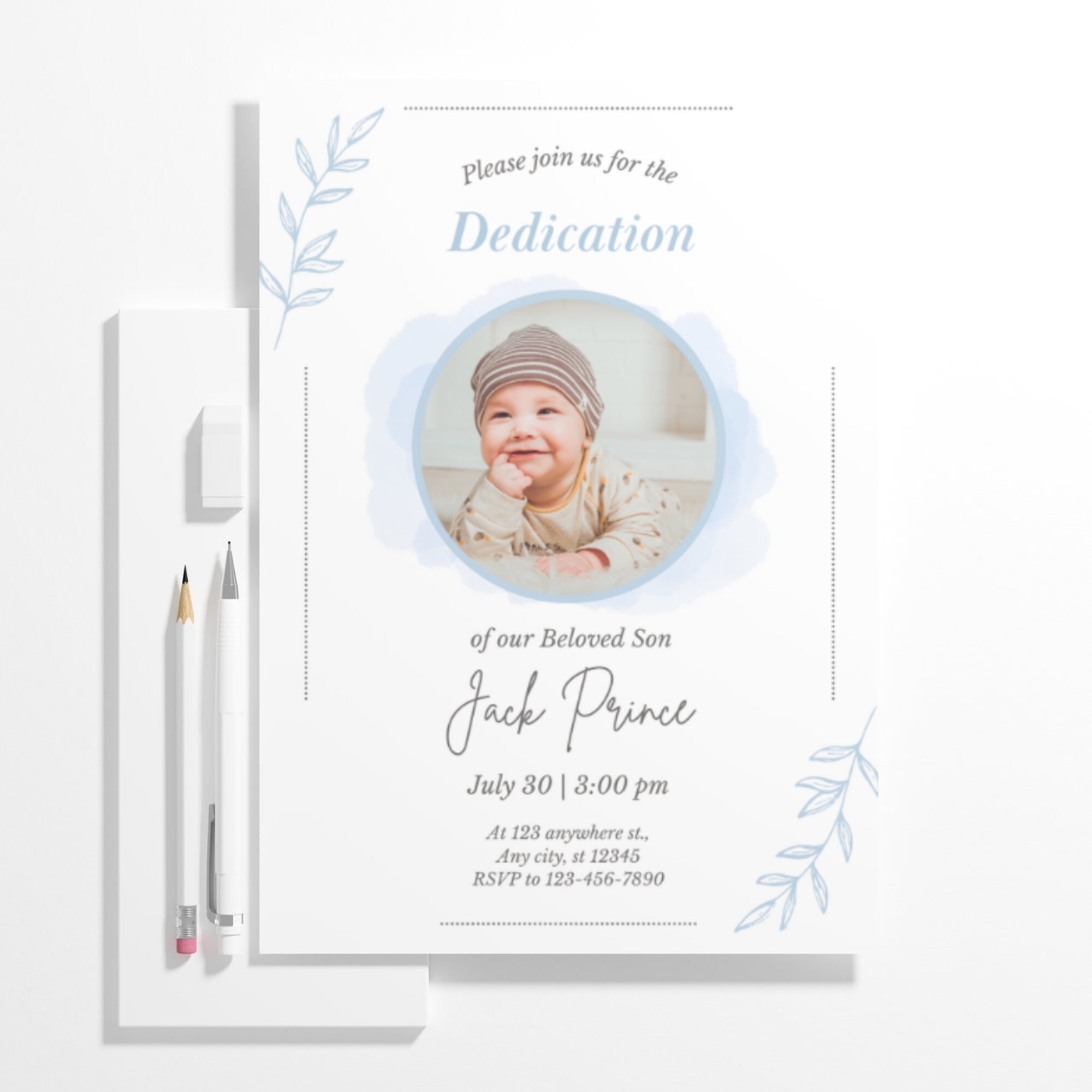 Editable Baby Dedication Invitation Template - Etsy