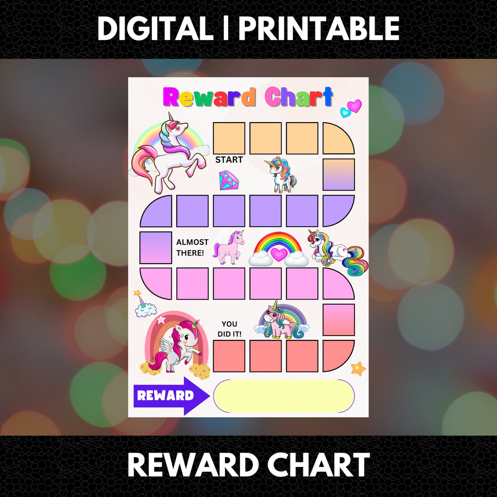 Unicorn Reward Chart, Printable Unicorn Behavior Chart, Digital Unicorn ...