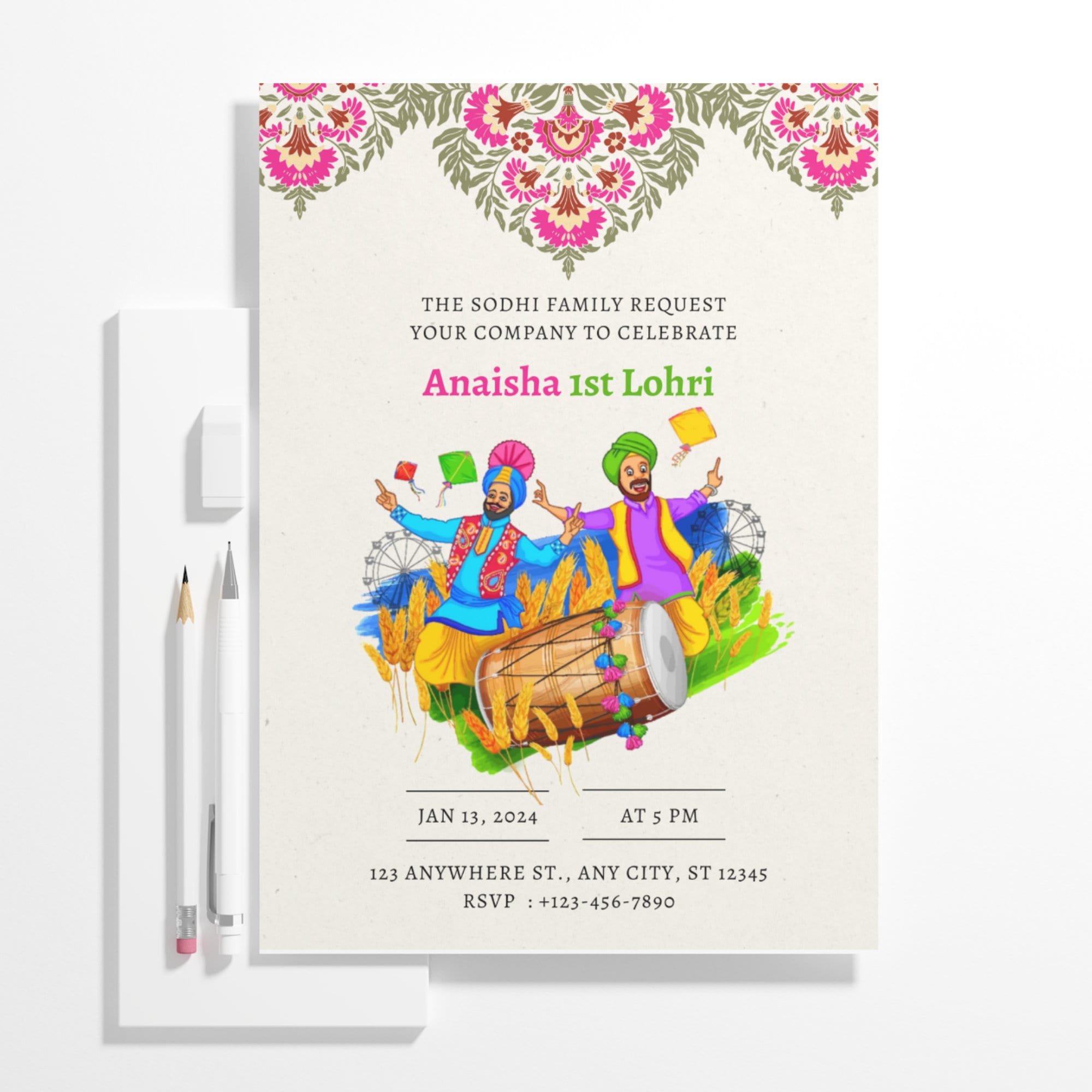 Editable Lohri Invitation Printable First Lohri Invite - Etsy