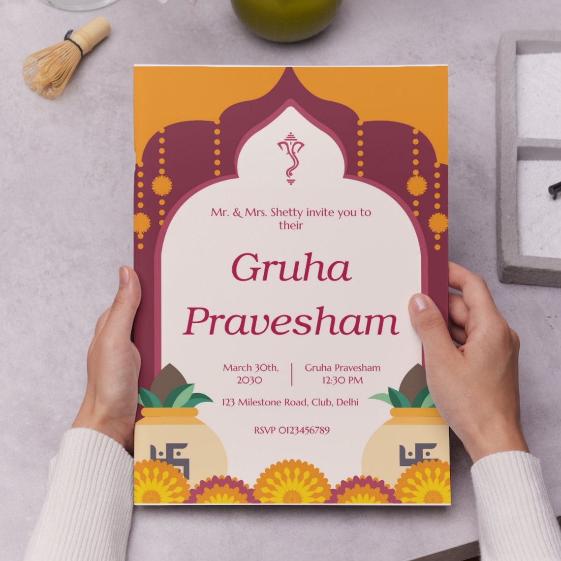 Editable Indian Housewarming Invitation, Printable Gruhapravesham ...