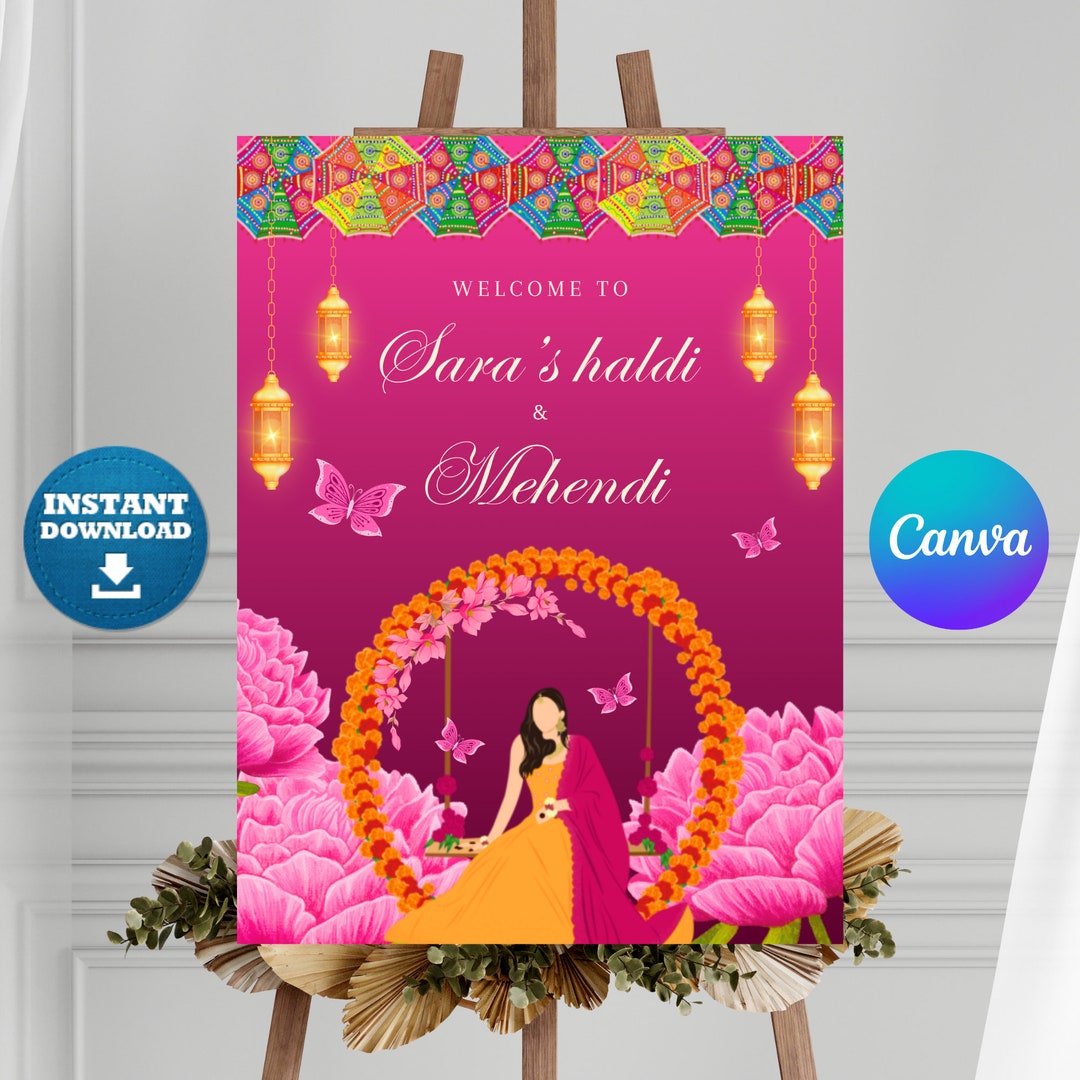 Editable Mehndi Sign Template Printable Wedding Welcome Sign - Etsy