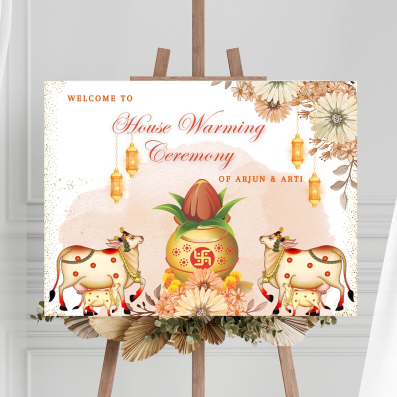 Editable Gruha Pravesham Welcome Sign: Indian Housewarming - Etsy
