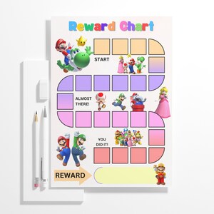Super Mario Reward Chart, Printable Mario Behavior Chart, Digital Super ...