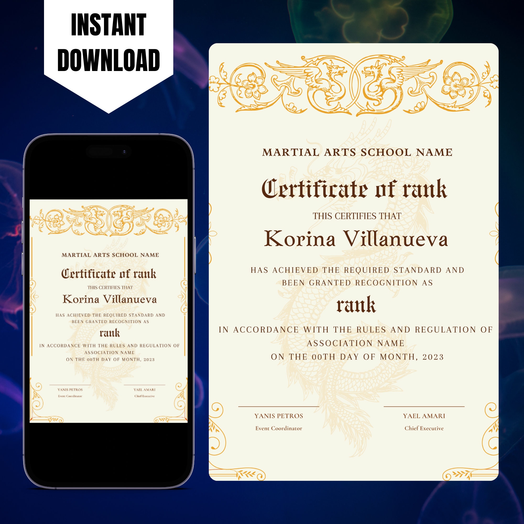 Editable Certificate of Rank Rank Certificate Digital - Etsy