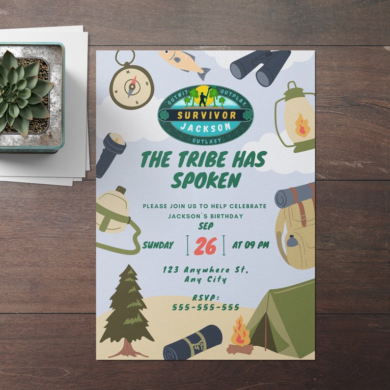 Editable Survivor Birthday Invitation: Explorer Adventure Party - Etsy