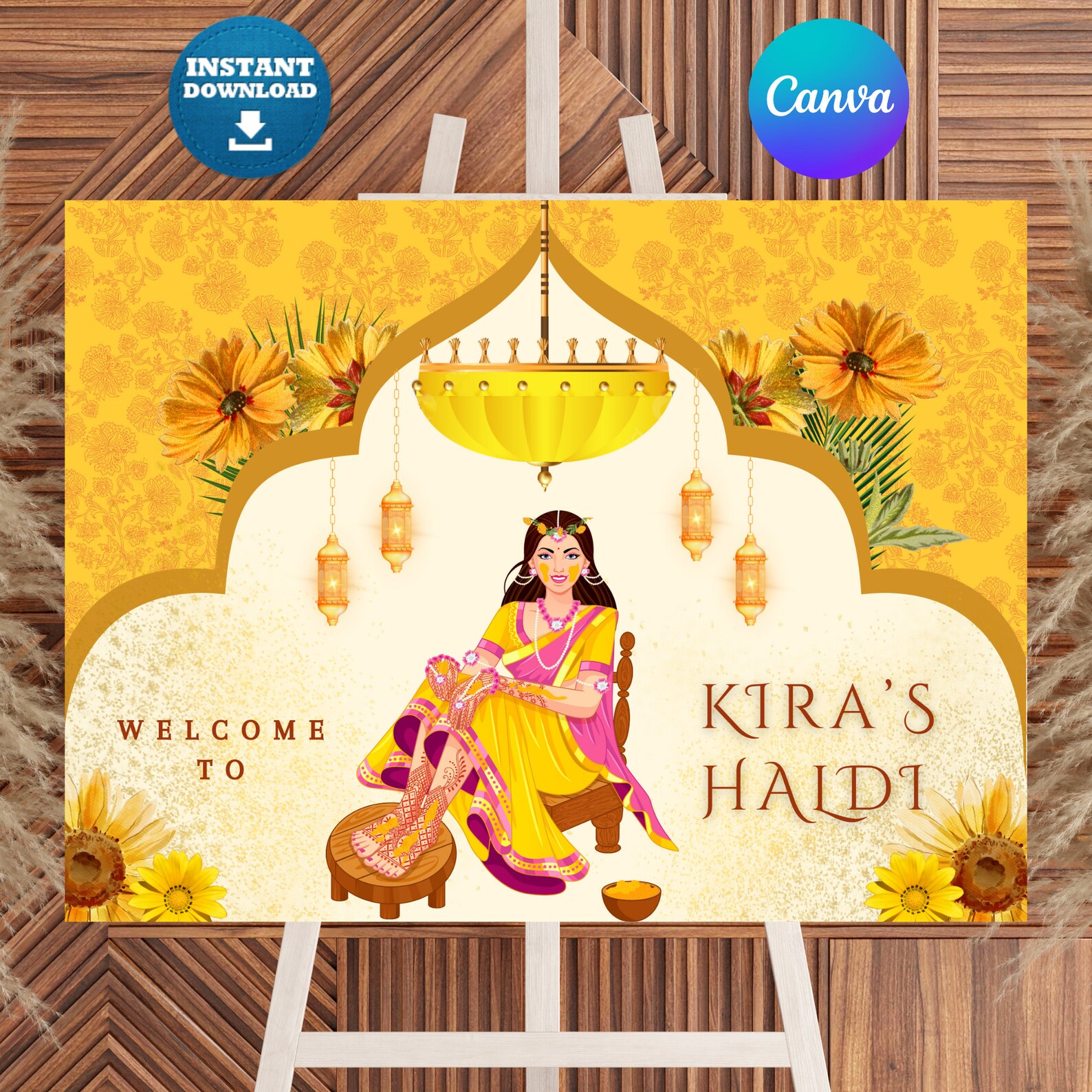 Editable Haldi Welcome Sign Template, Printable Welcome Sign Haldi ...