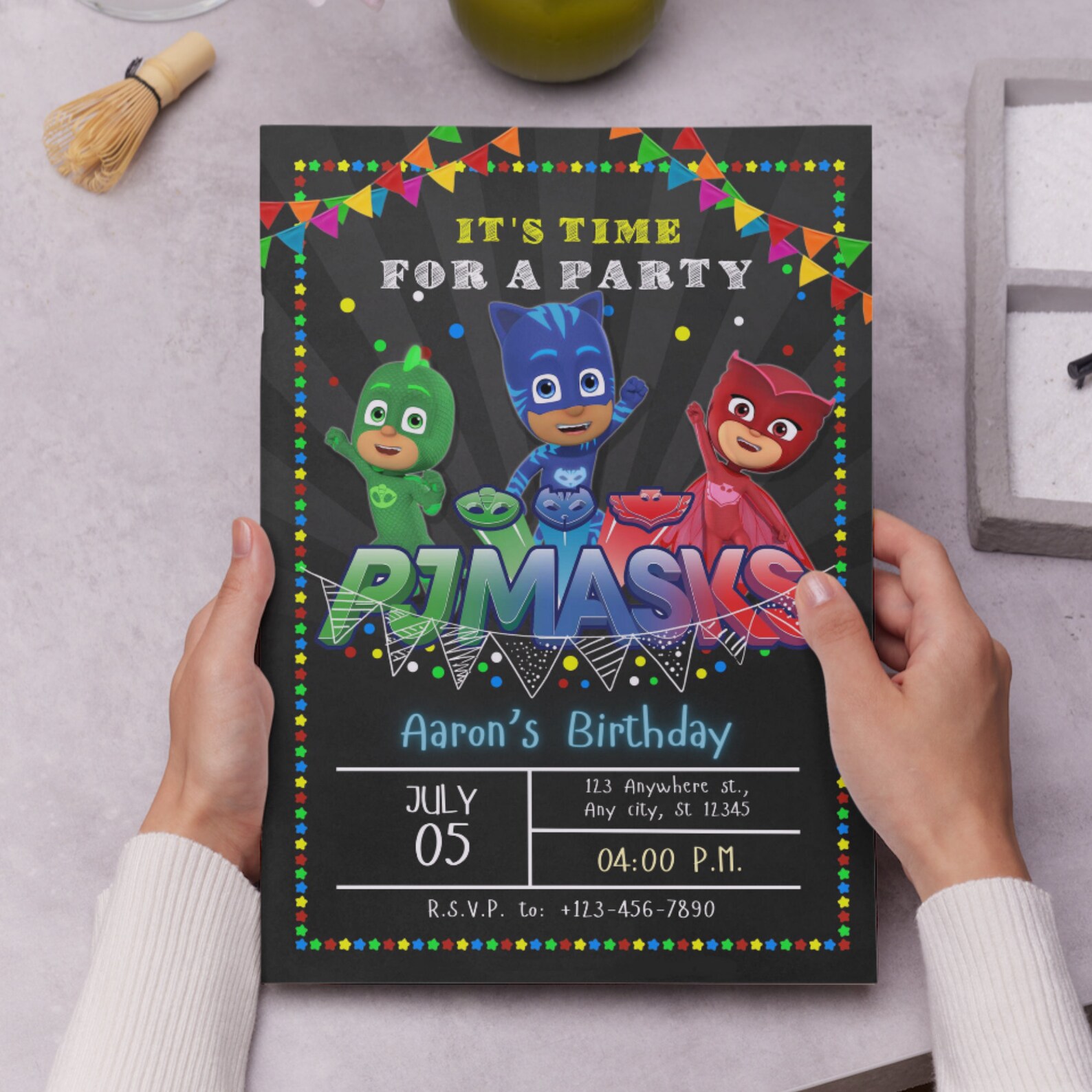 Editable PJ Masks Invitation, Digital PJM Birthday Invitation ...
