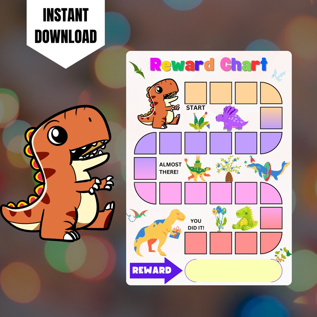 Dinosaur Reward Chart, Printable Dinosaur Behavior Chart, Digital ...