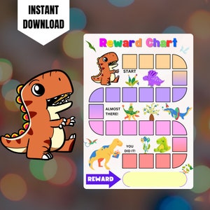 Dinosaur Reward Chart, Printable Dinosaur Behavior Chart, Digital ...