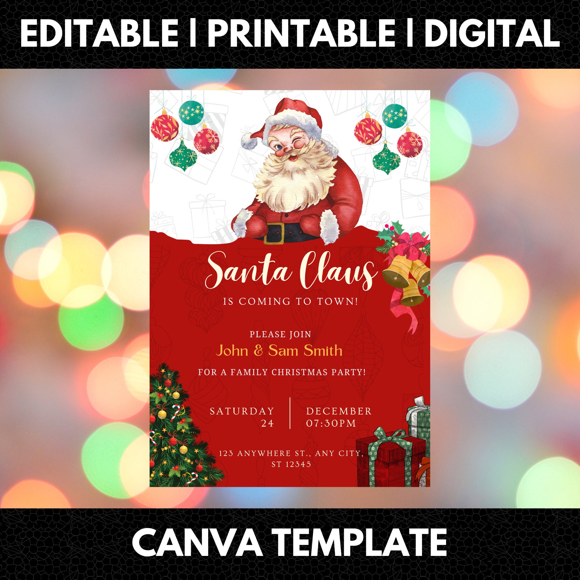 Editable Santa Claus is Coming to Town Invitation Printable - Etsy