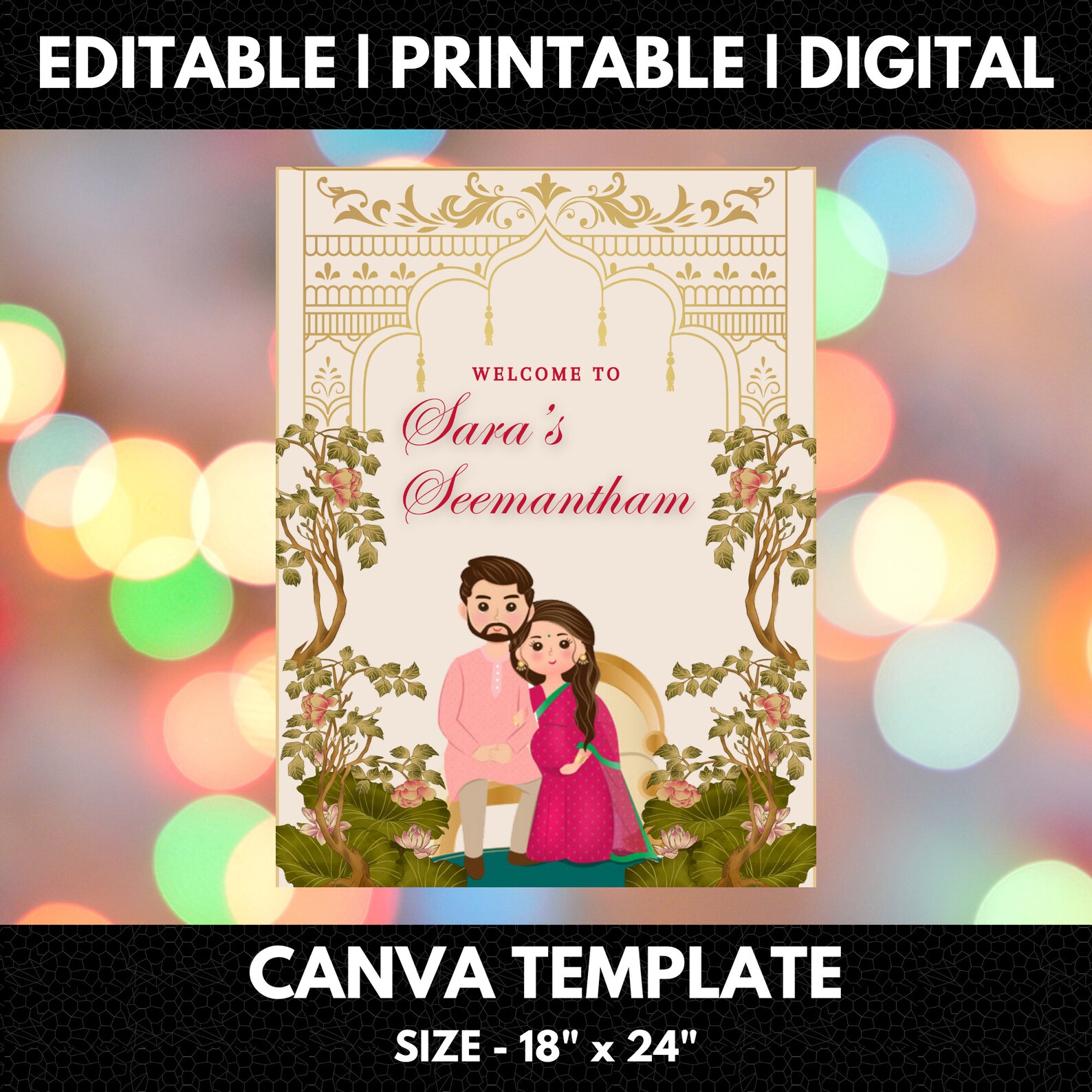 Editable Seemantham Sign Template, Sreemantham Decor Printable Baby ...