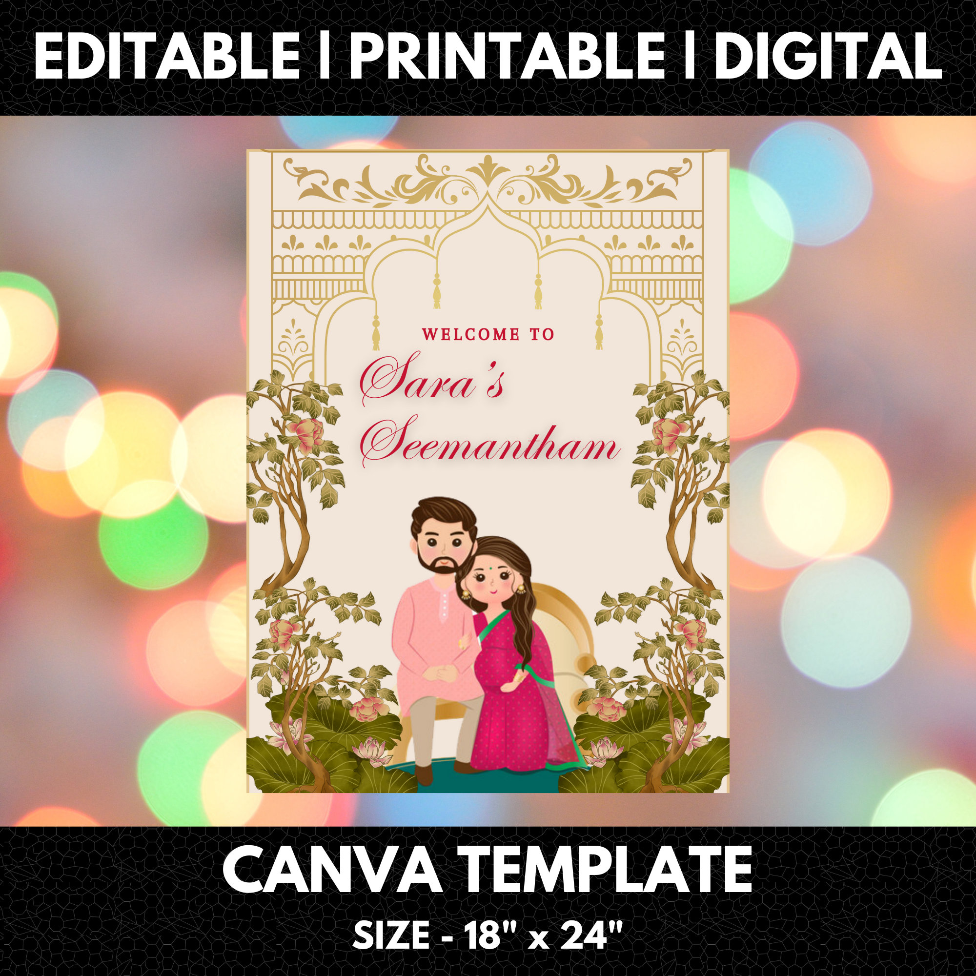 Editable Seemantham Sign Template, Sreemantham Decor Printable Baby ...