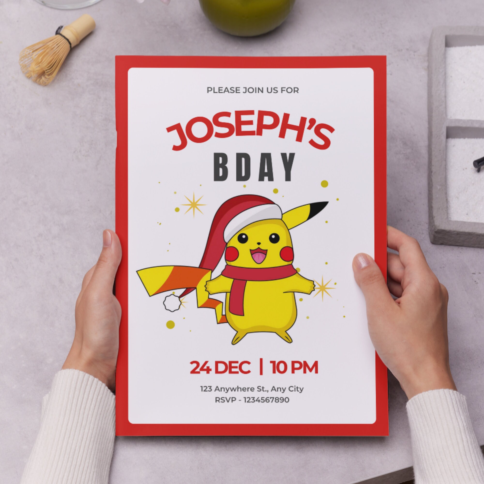 Editable Pokemon Birthday Invitation, Printable Pikachu Christmas ...