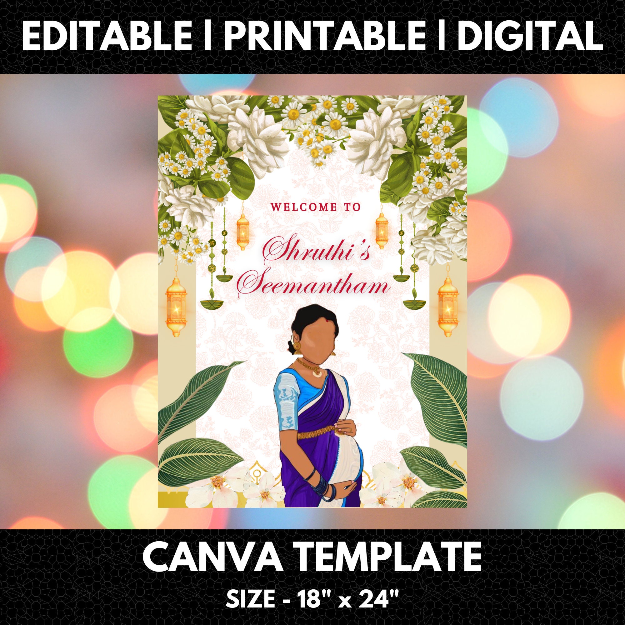 Buy Editable Seemantham Ceremony Sign Template, Sreemantham Decor ...
