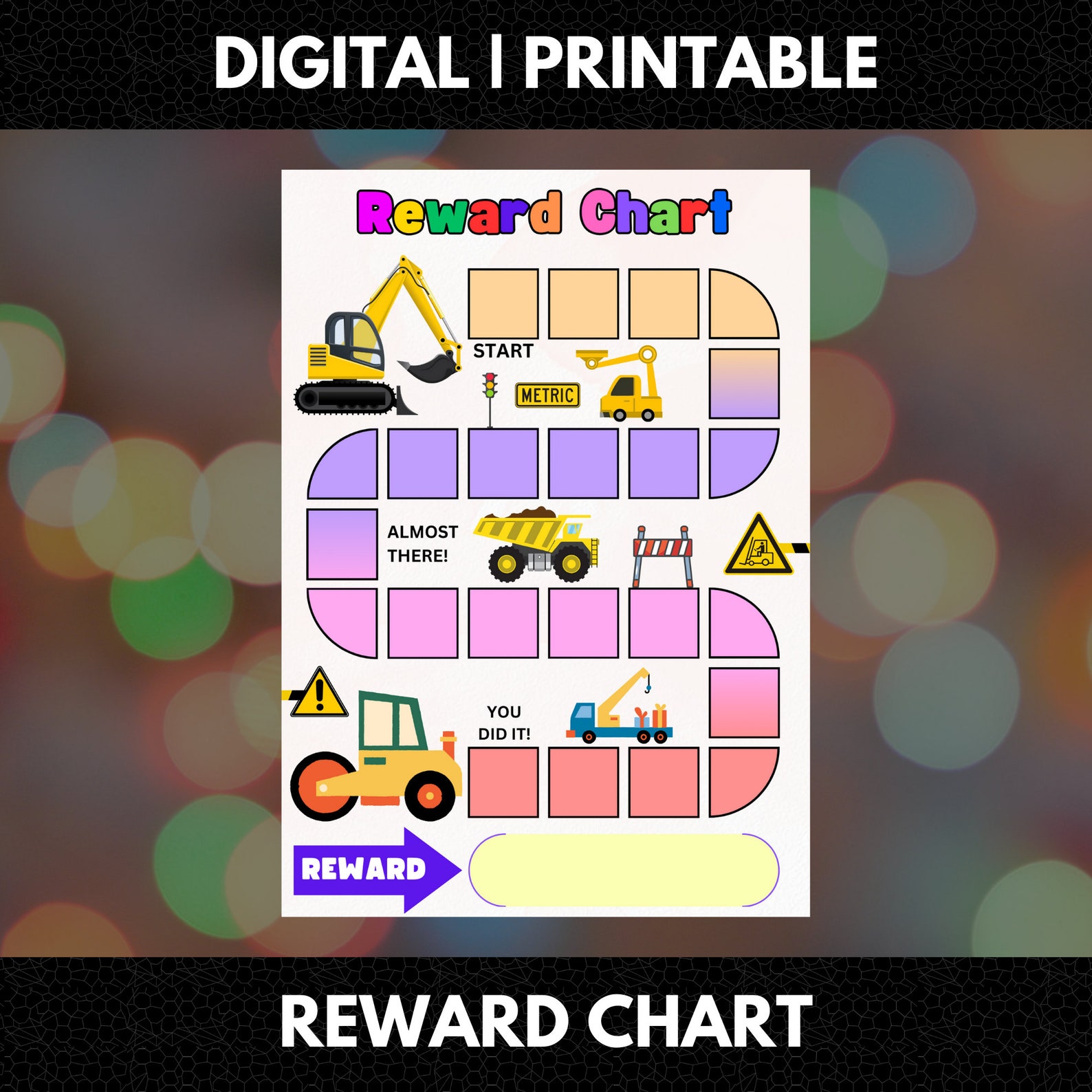 Construction Reward Chart, Printable Construction Behavior Chart ...