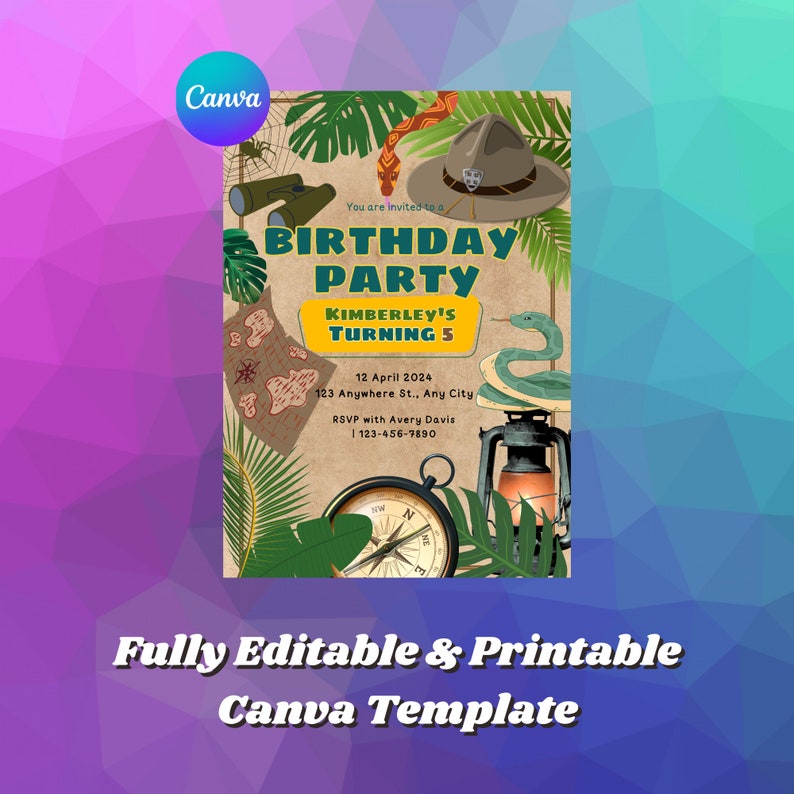 Editable Explorer Adventure Birthday Invitation Template - Etsy