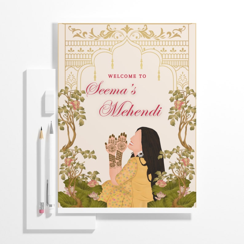 Customizable Mehendi Welcome Sign Template - Etsy