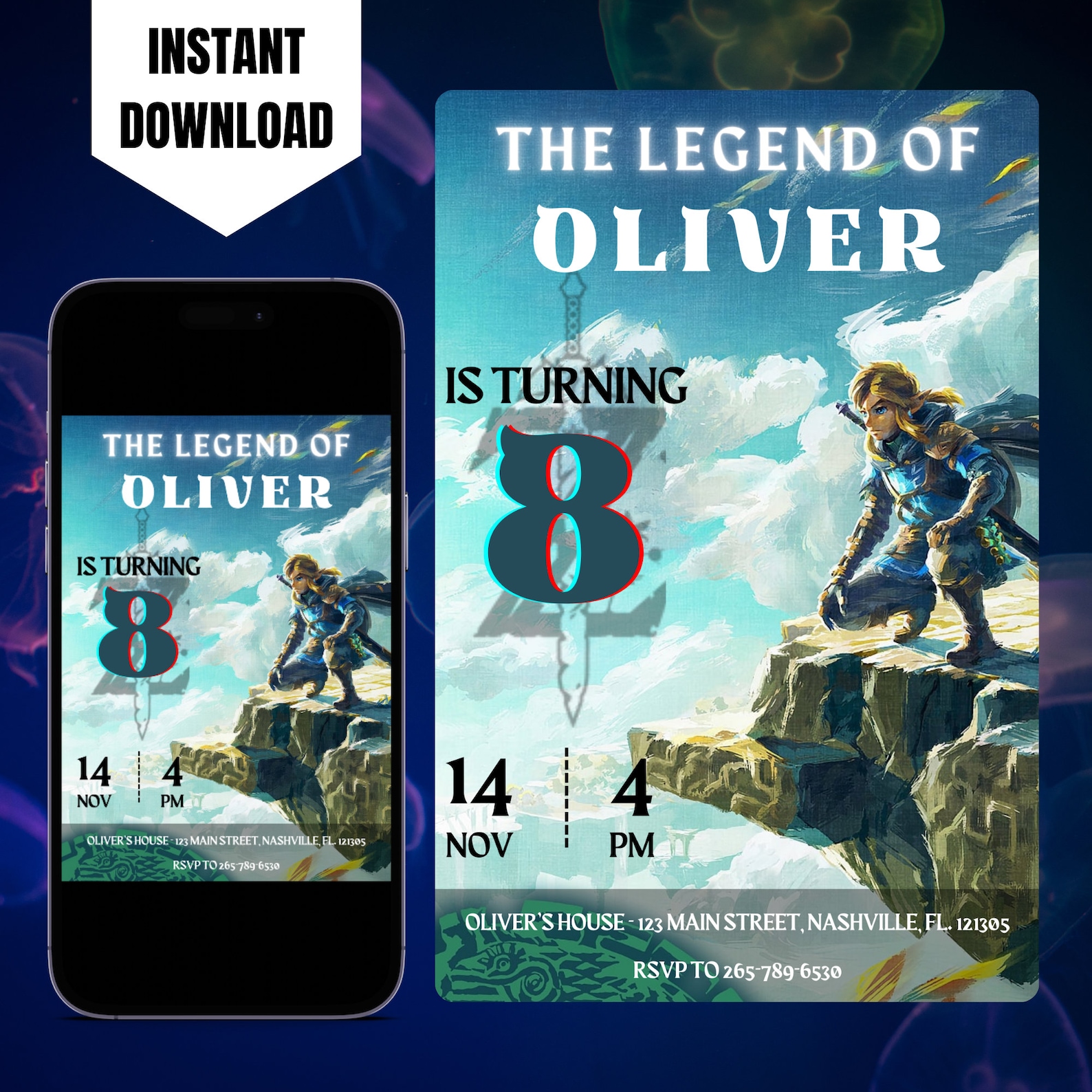 Editable the Legend of Zelda Birthday Invitation, Printable Zelda Tears ...