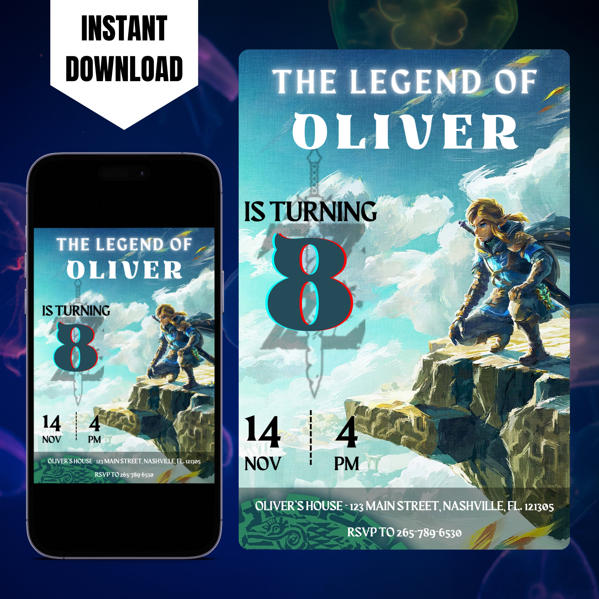 Editable the Legend of Zelda Birthday Invitation Printable - Etsy