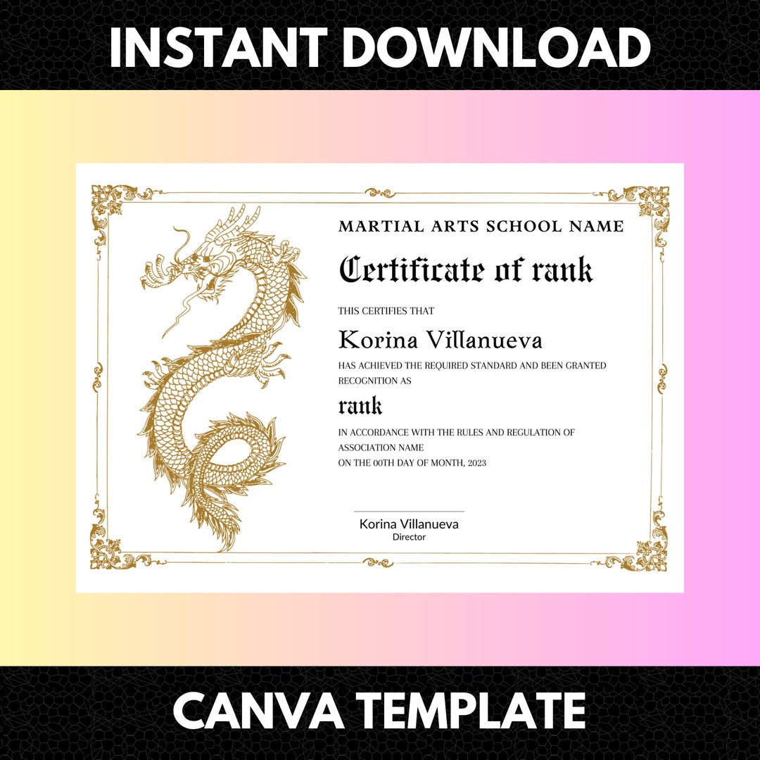 Editable Rank Certificate Template: Unique Design - Etsy