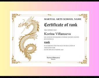 Editable Certificate of Rank, Rank Certificate, Digital Downloads ...