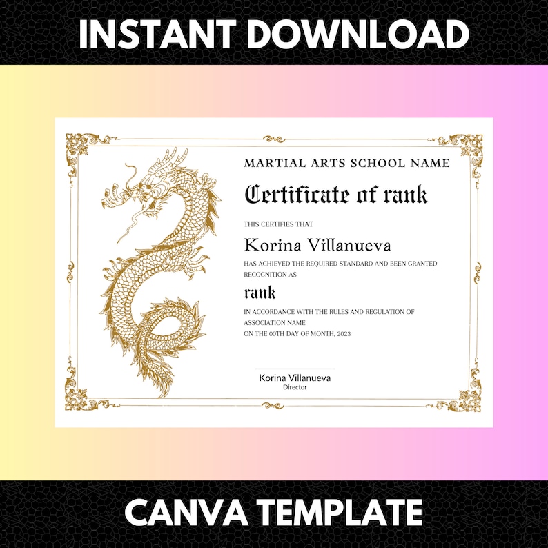 Editable Rank Certificate Template: Unique Design - Etsy