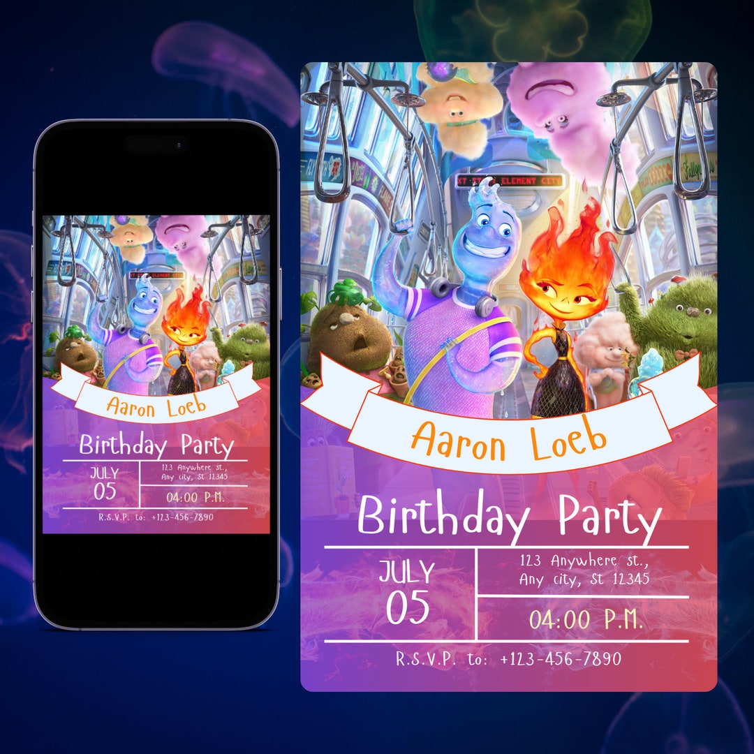 Editable Elemental Birthday Party Invitation, Elemental Invitation ...